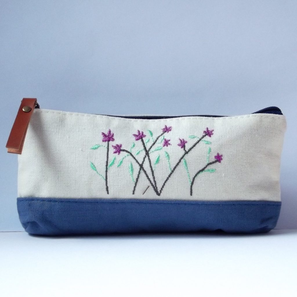 Embroidered Flowers Pencil Case - Kawaii Stationery UK