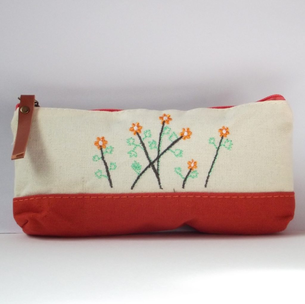 Embroidered Flowers Pencil Case - Kawaii Stationery UK